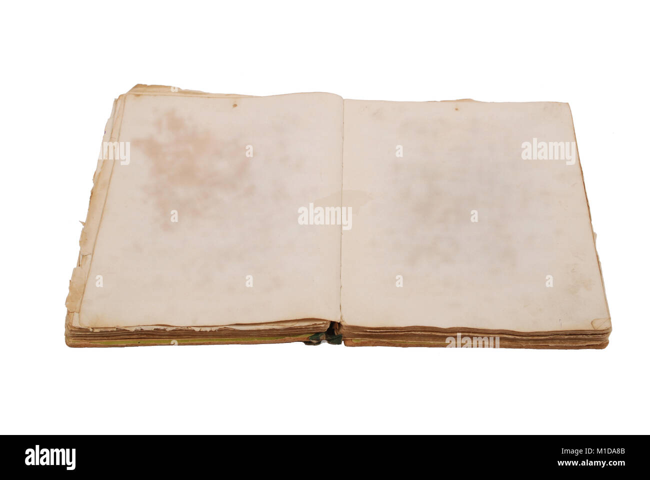 Very old book with Two Blank pages for your copy. Isolated on white ...