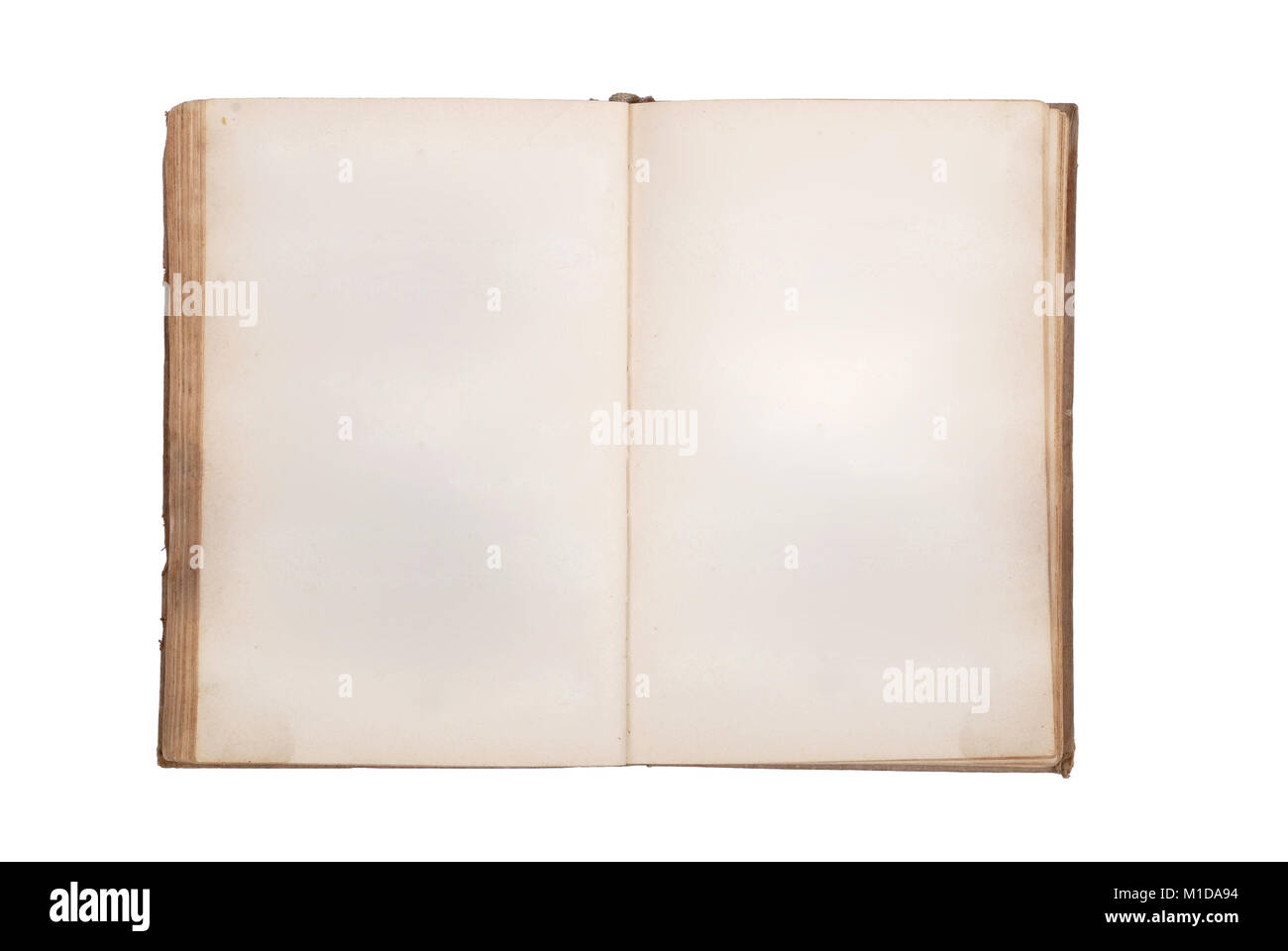 Very old book with Two Blank pages for your copy. Isolated on white ...