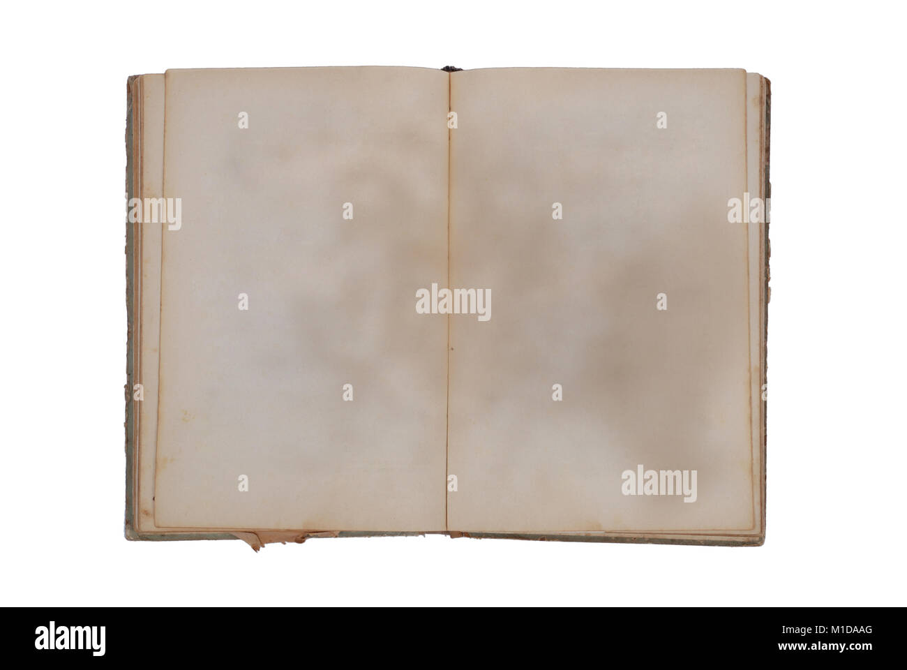 Very old book with Two Blank pages for your copy. Isolated on white ...