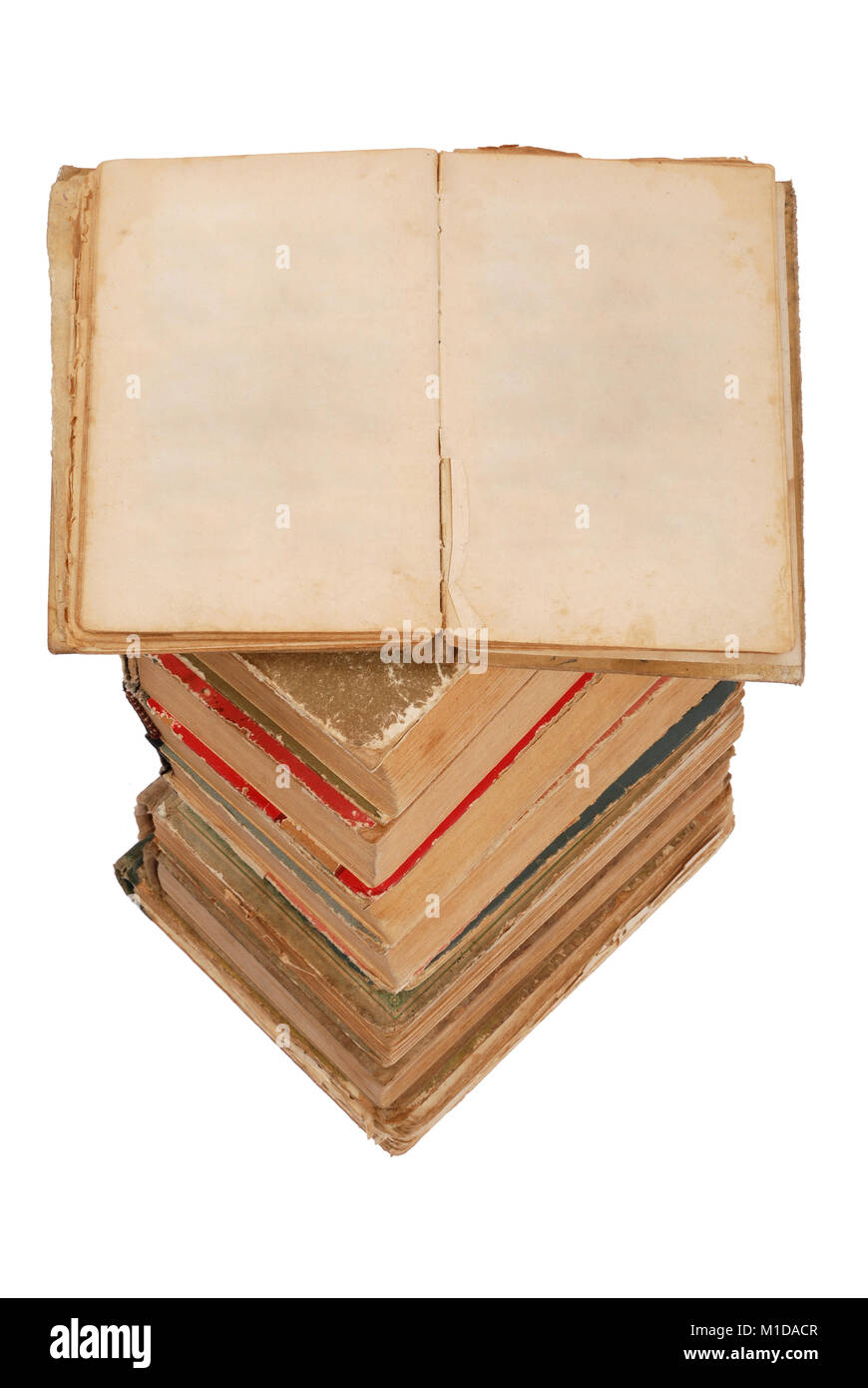 Very old book with Two Blank pages for your copy. Lays on old books ...