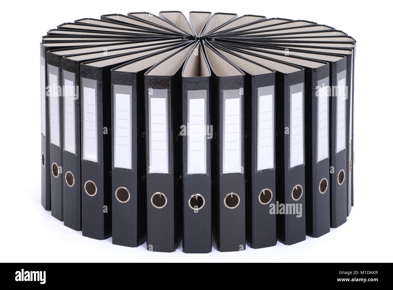 The big black folders located on a circle on a white background Stock ...