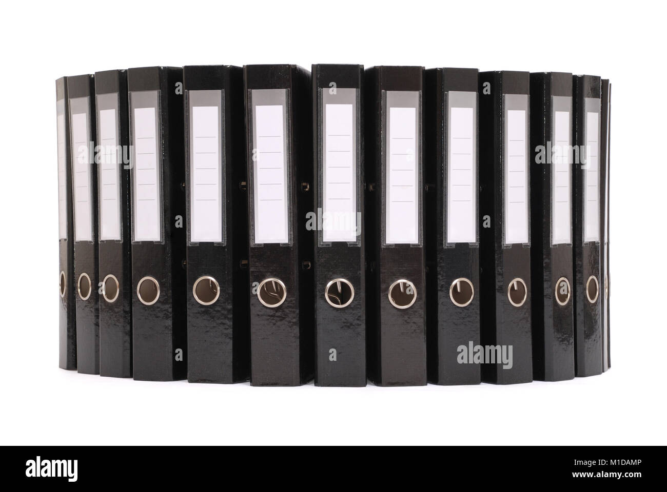 The big black folders located on a circle on a white background Stock ...