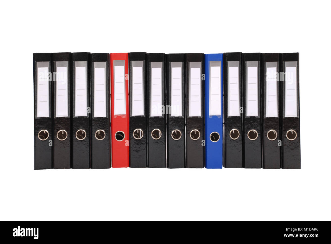Many the big black folders on a white background. One red folder and ...