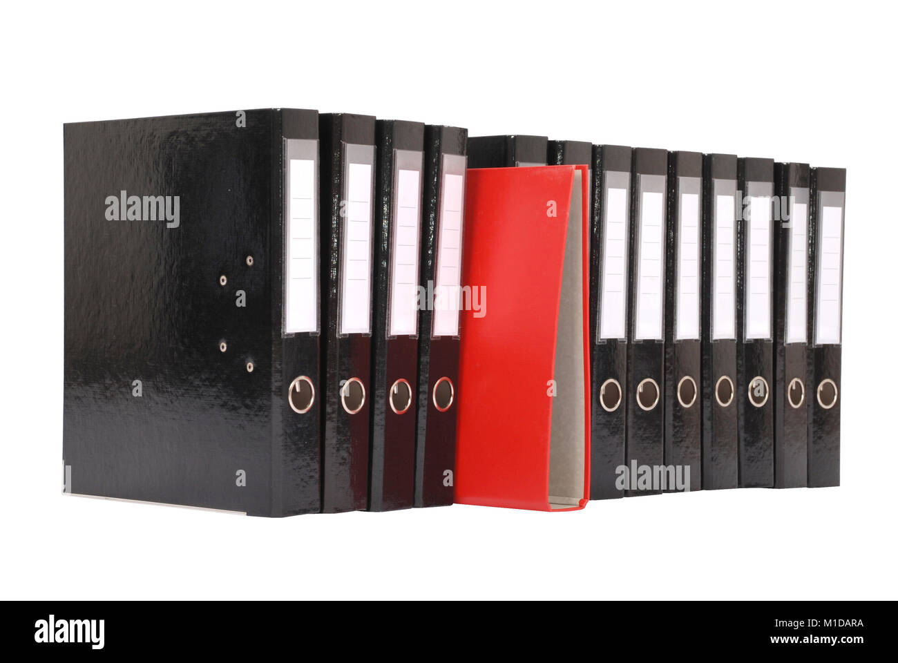 Many the big black folders on a white background. One red folder Stock ...