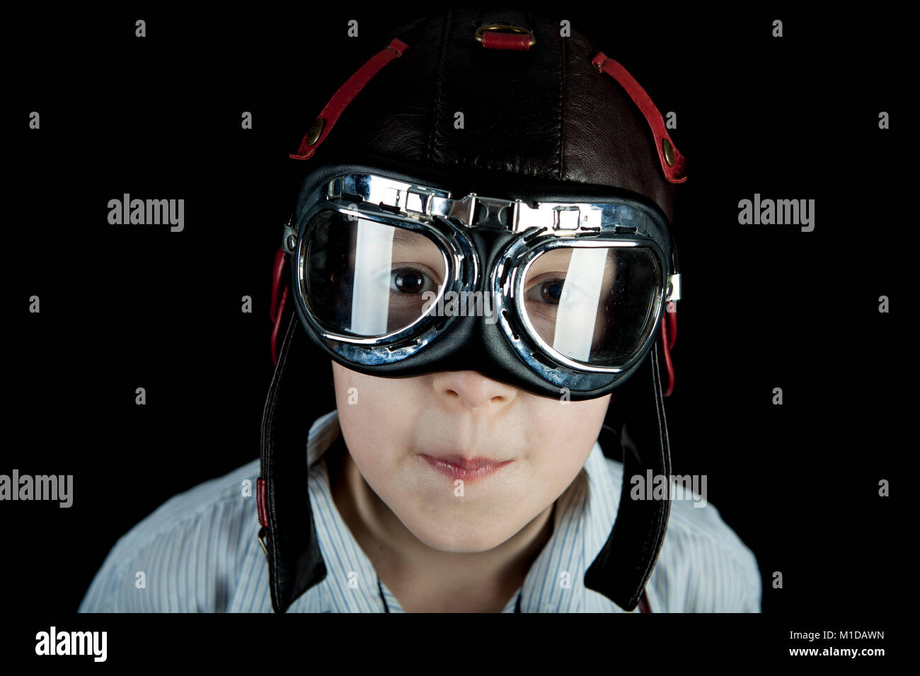 young aviator on black background Stock Photo - Alamy
