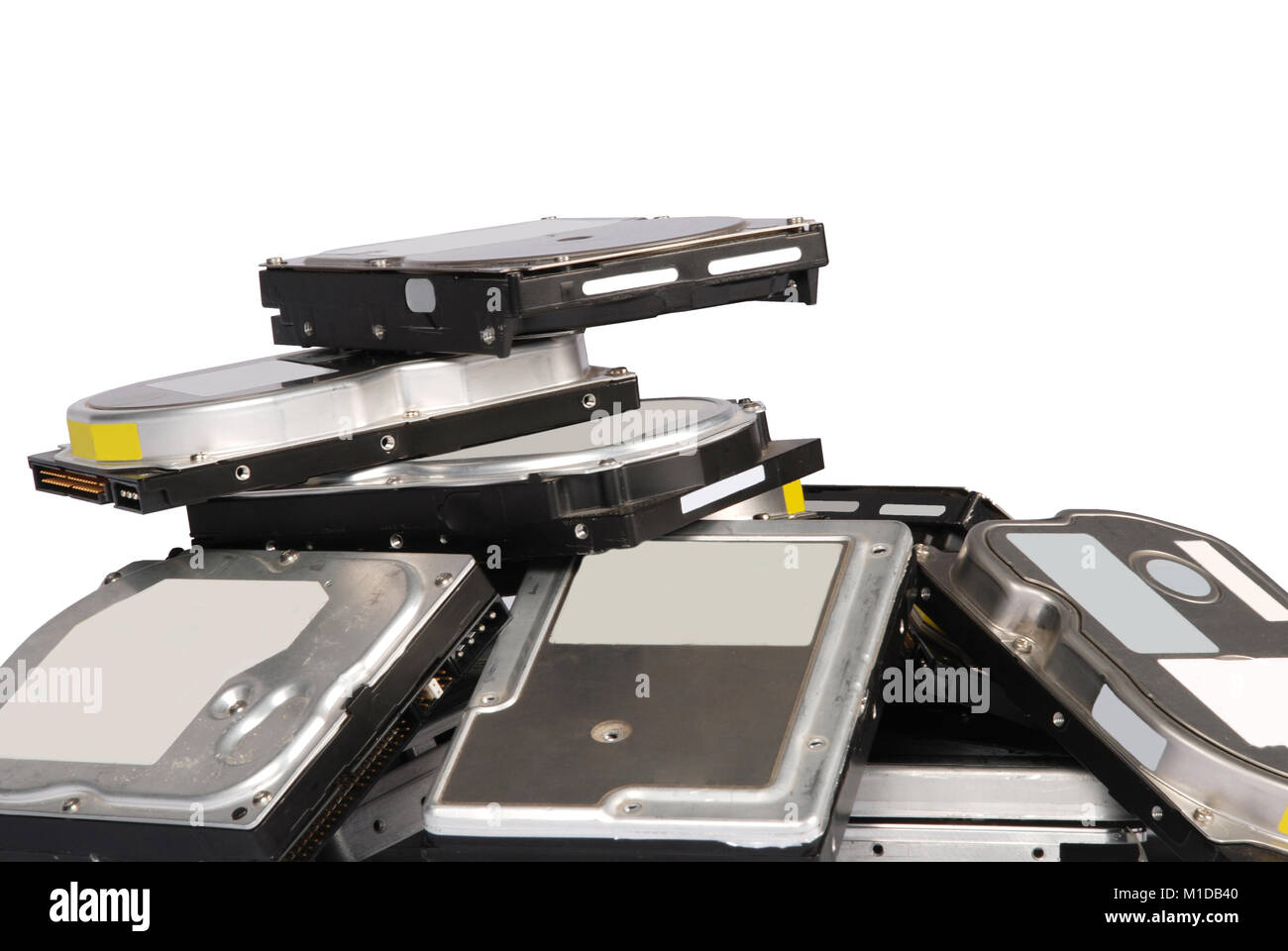 big pile hard drives isolated on white background Stock Photo - Alamy