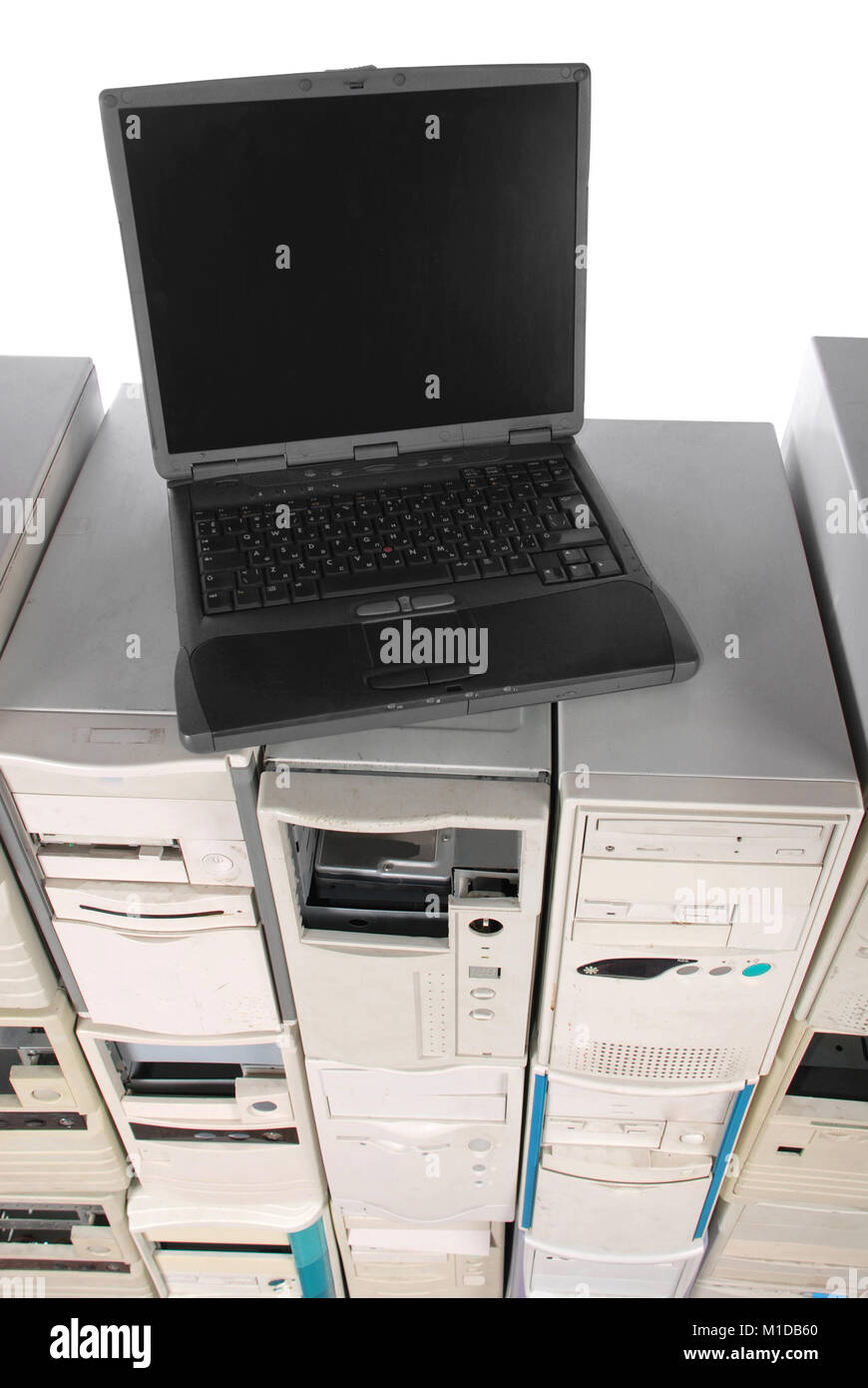 laptop costs on many old computers case. The top view Stock Photo - Alamy