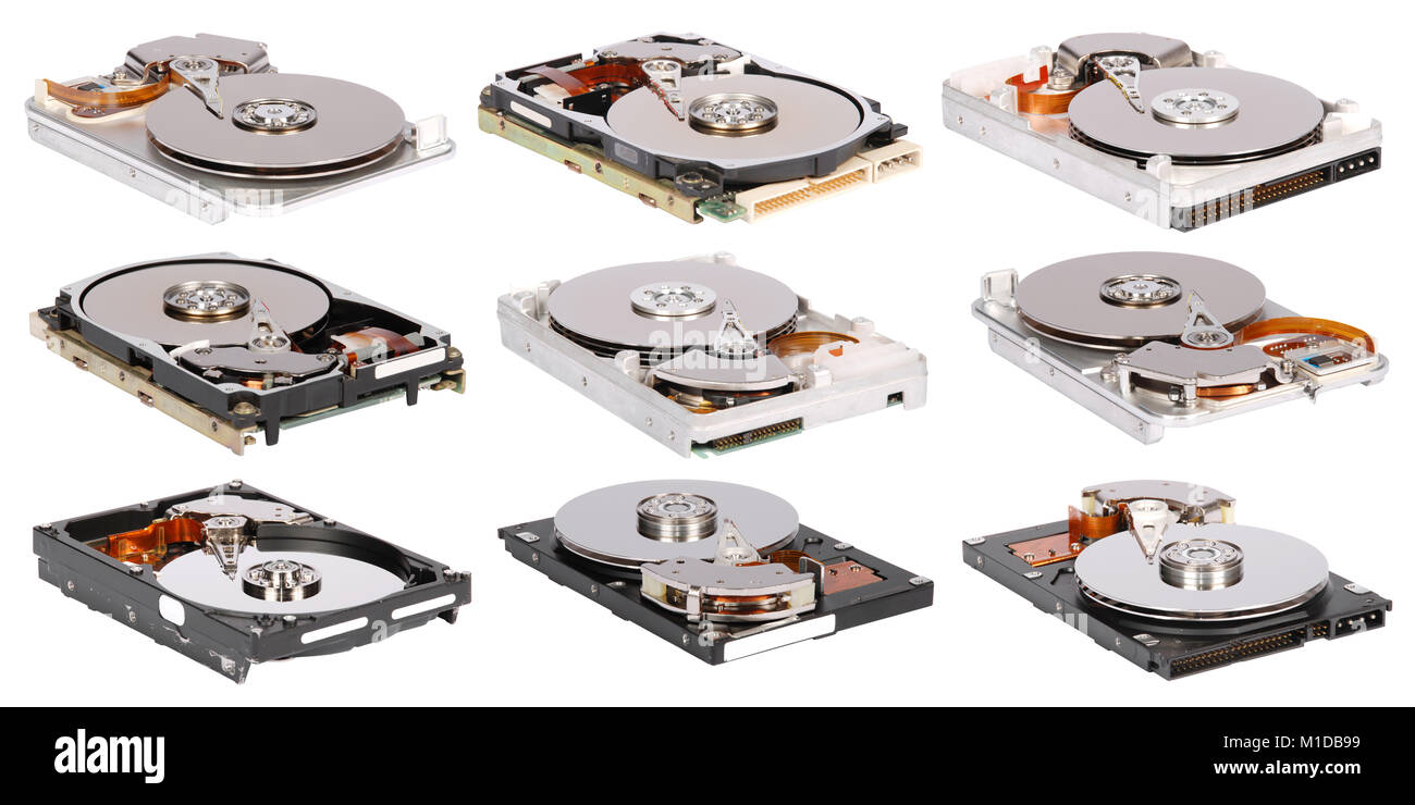 Open Hard drives isolated on white background Stock Photo - Alamy