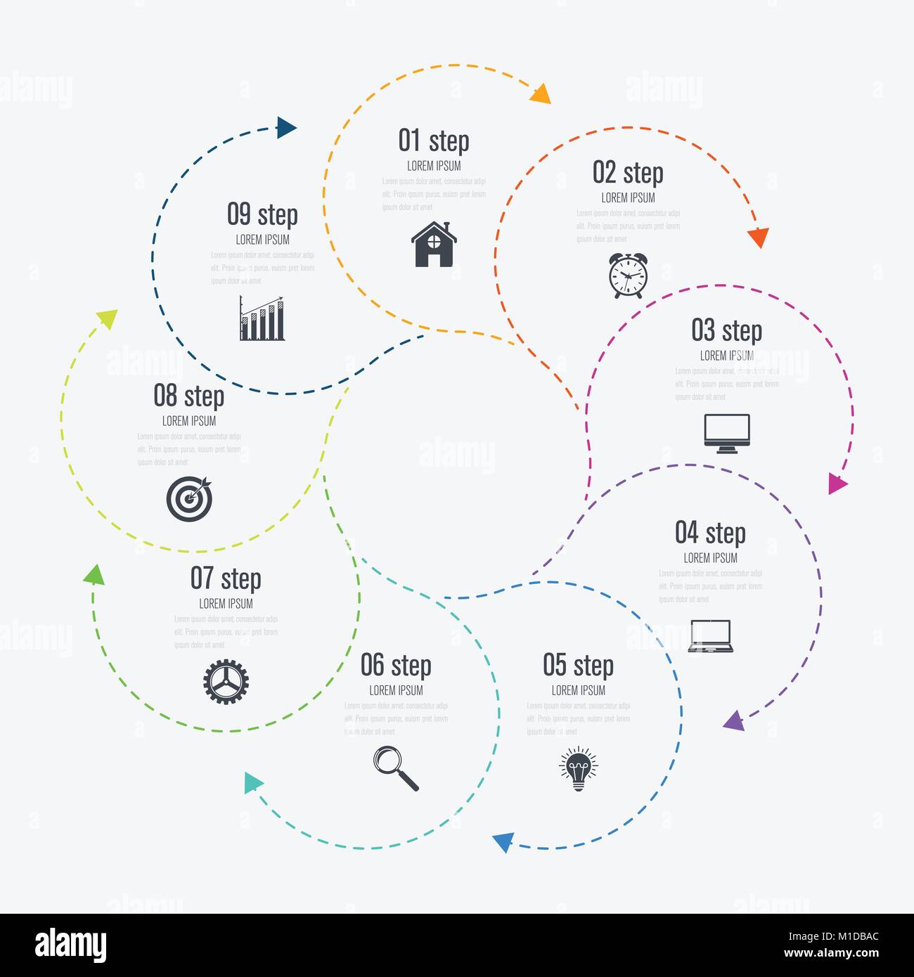 Infographics template 9 options with circle Stock Vector Image & Art ...