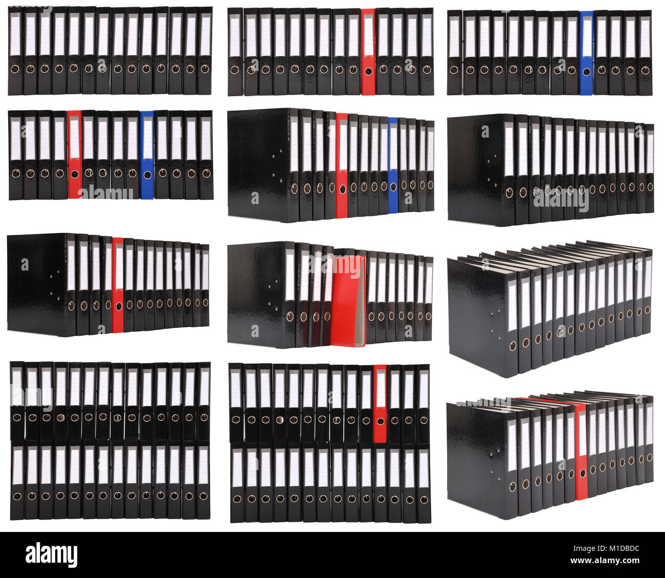 Many the big black folders on a white background. Twelve kinds Stock ...