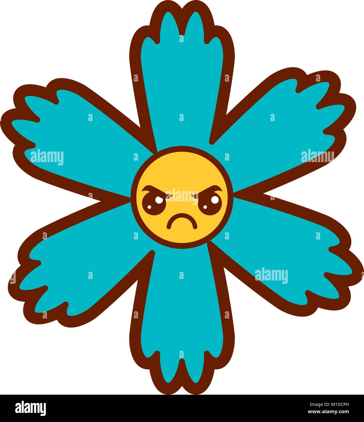 cute blue flower kawaii cartoon Stock Vector Image & Art - Alamy