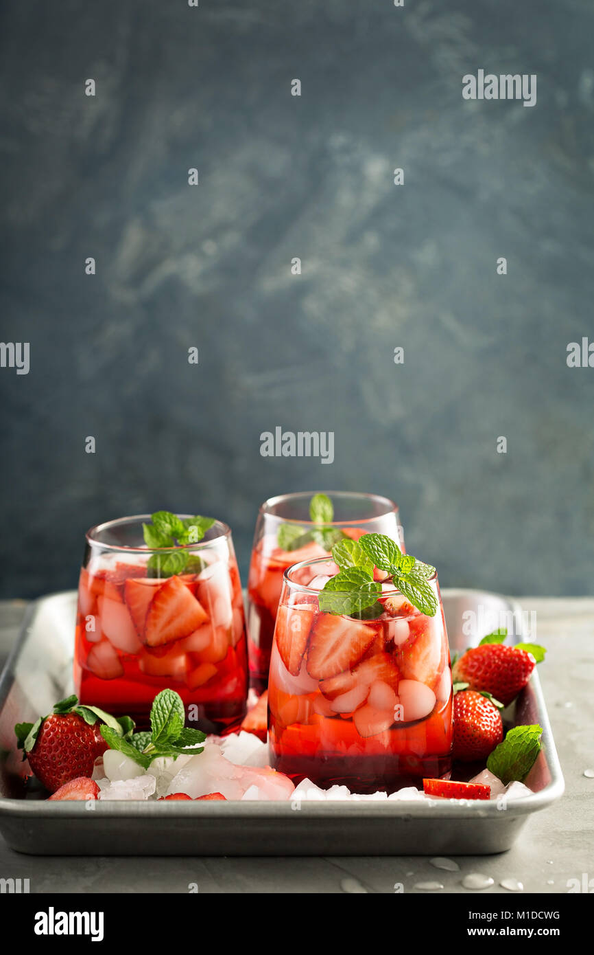 Strawberry ice tea or cold cocktail Stock Photo - Alamy