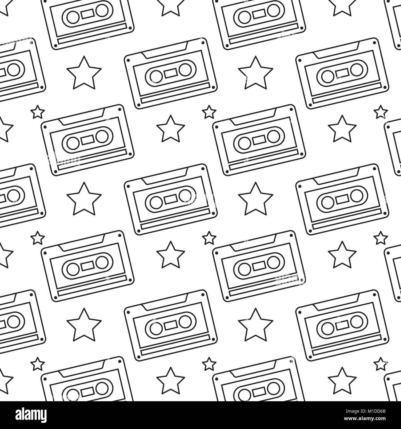 seamless pattern retro cassette tape recorder Stock Vector Image & Art ...