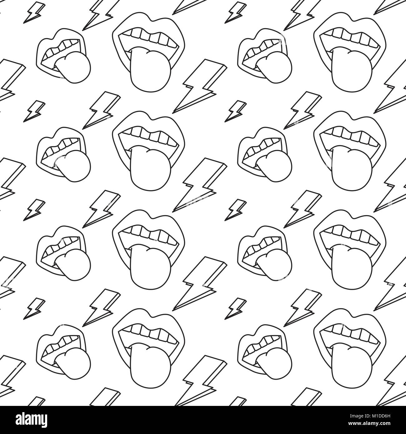 seamless pattern mouth tongue out rock and roll retro Stock Vector ...
