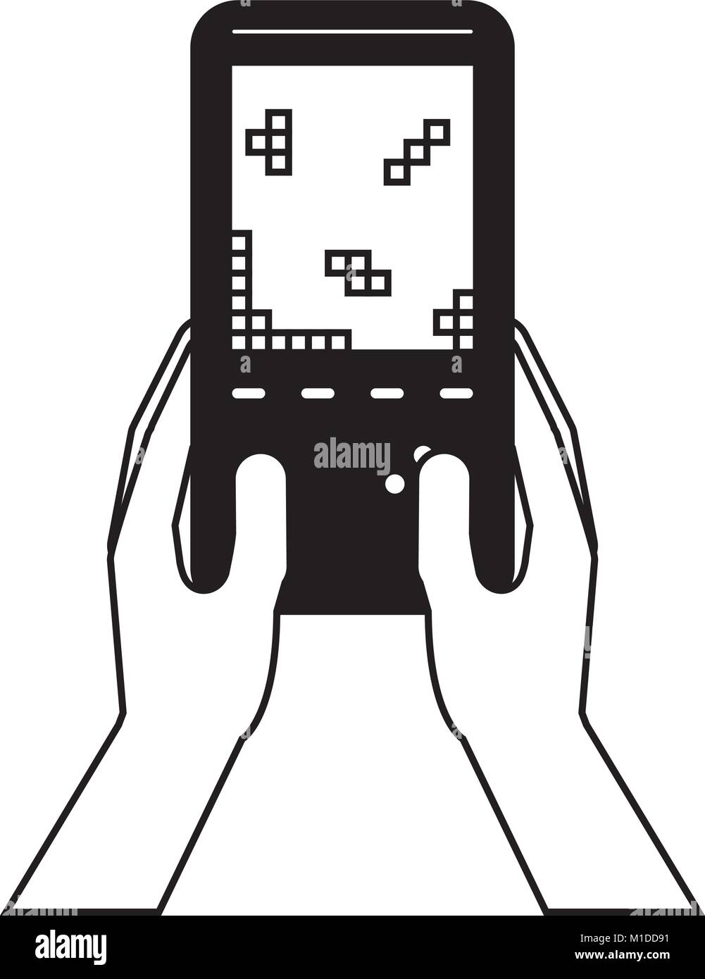 hand holding video game device retro Stock Vector Image & Art - Alamy