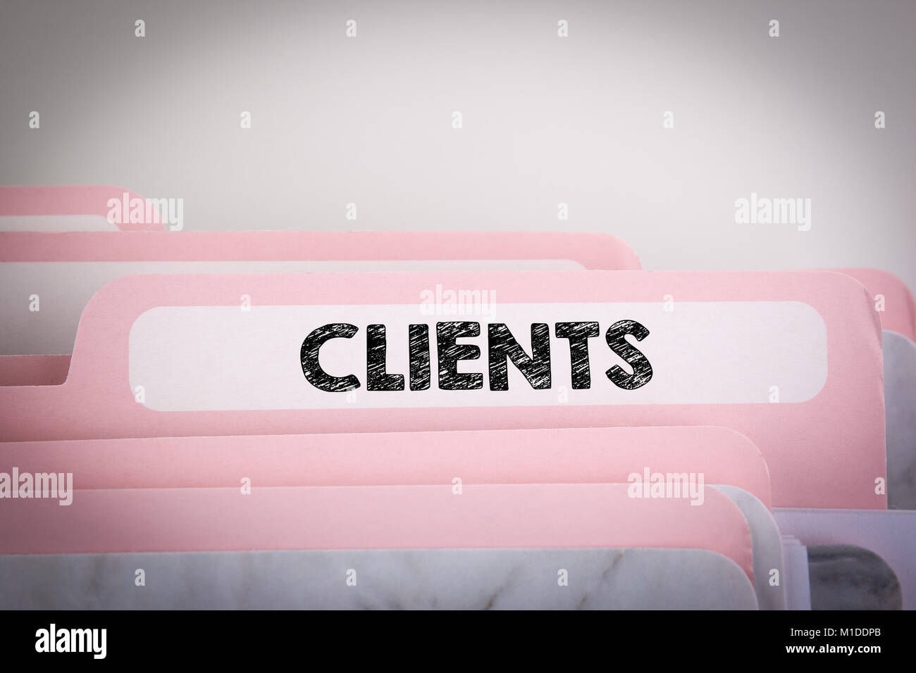clients. Word on Folder Register. business background Stock Photo - Alamy