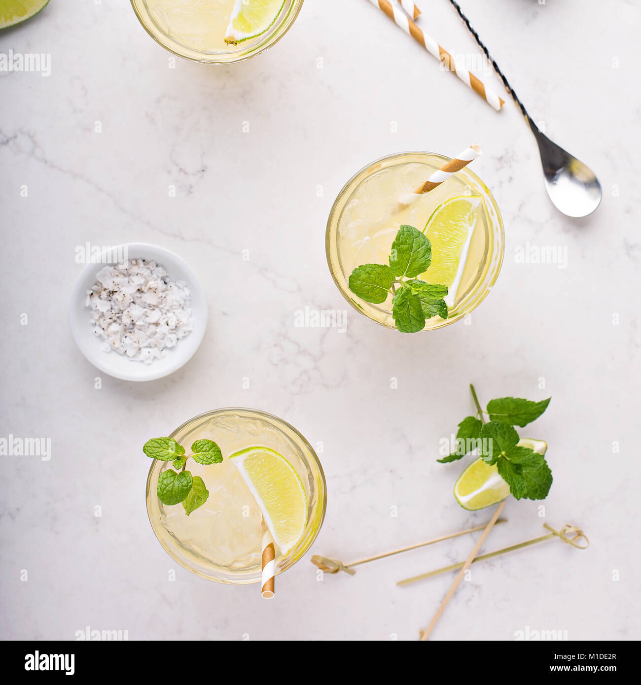 Lemonade with ice and mint Stock Photo - Alamy