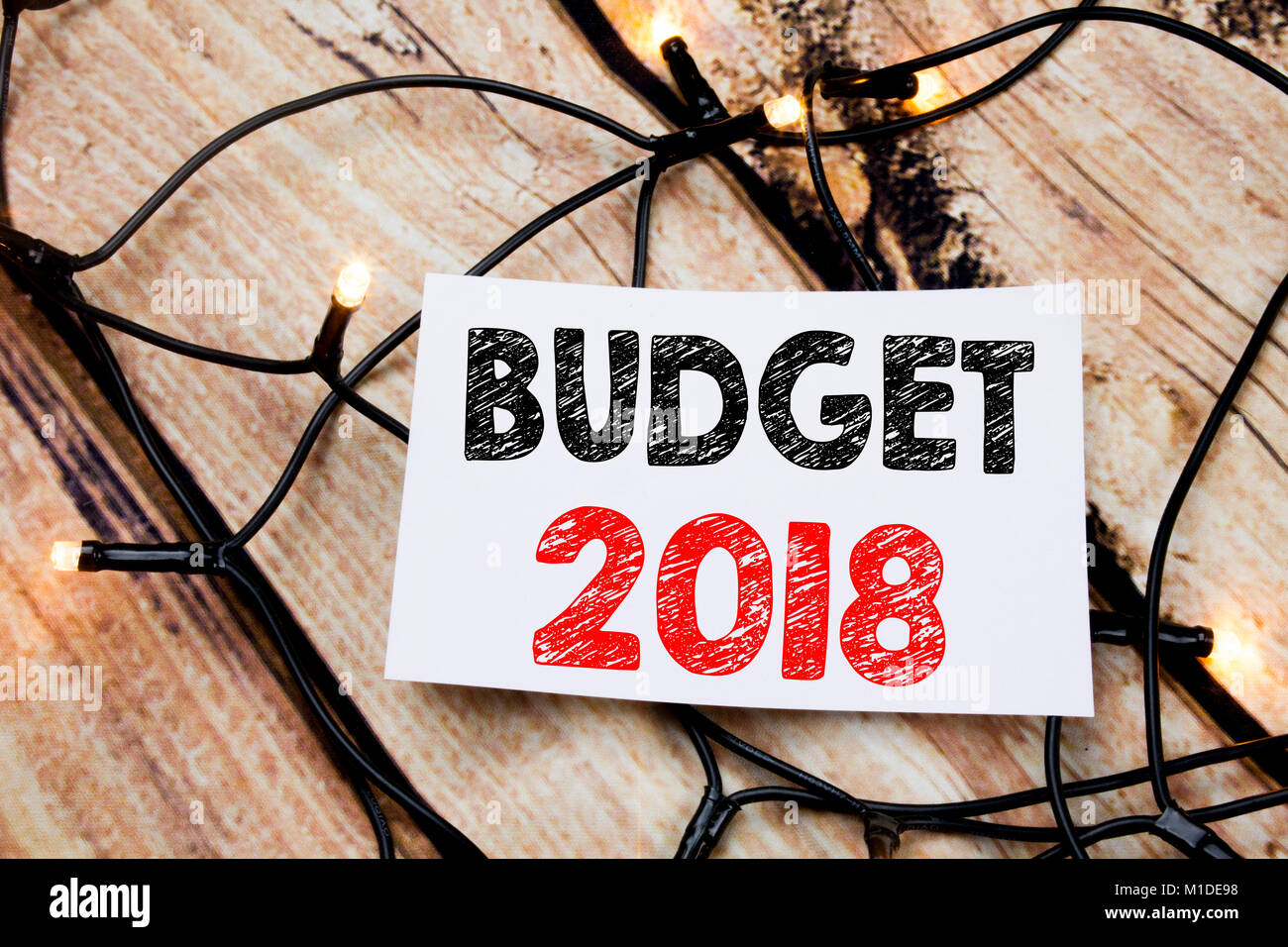 Handwritten text caption showing Budget 2018. Business concept writing ...