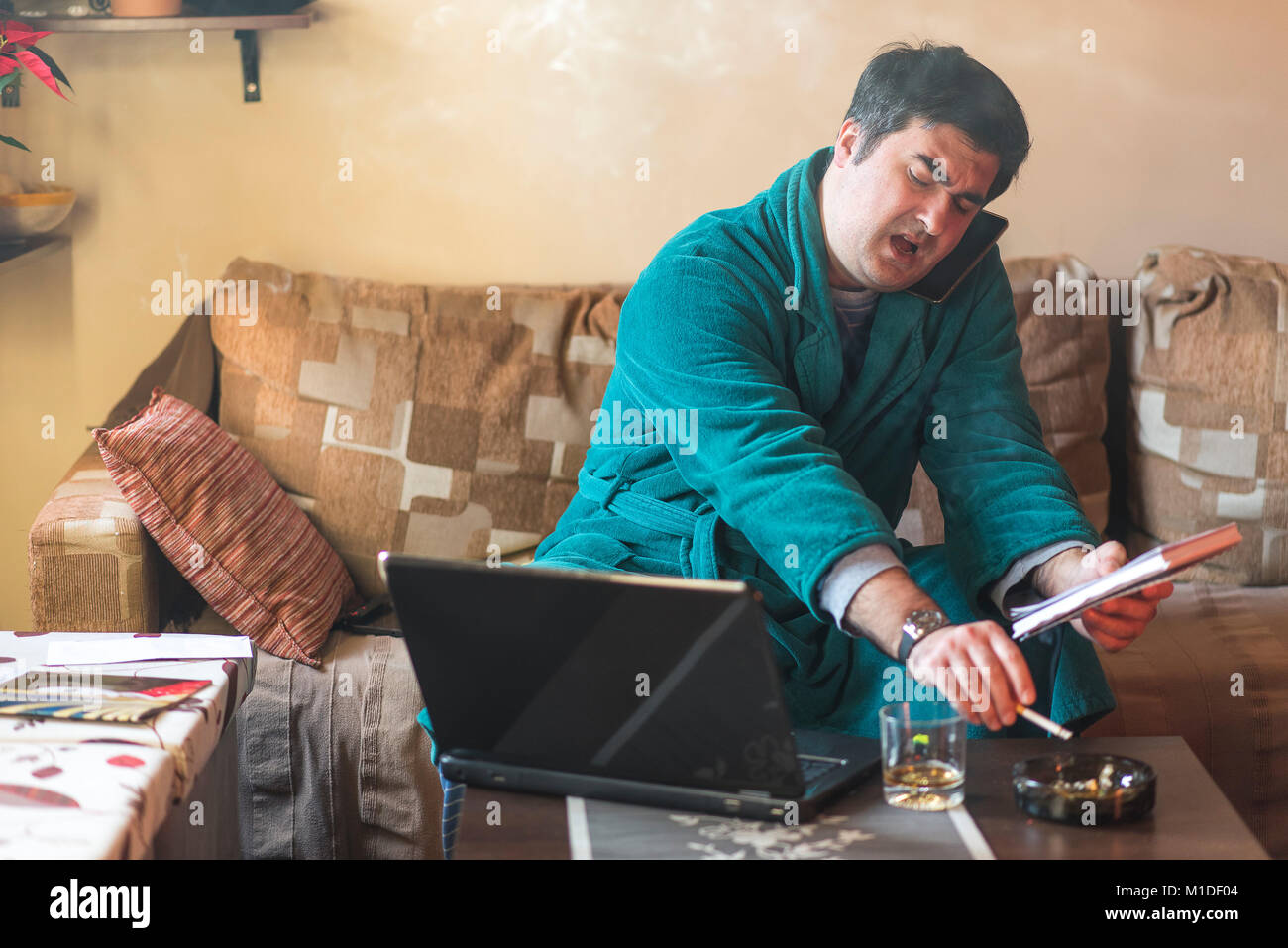 Morning work troubles for a boss Stock Photo - Alamy