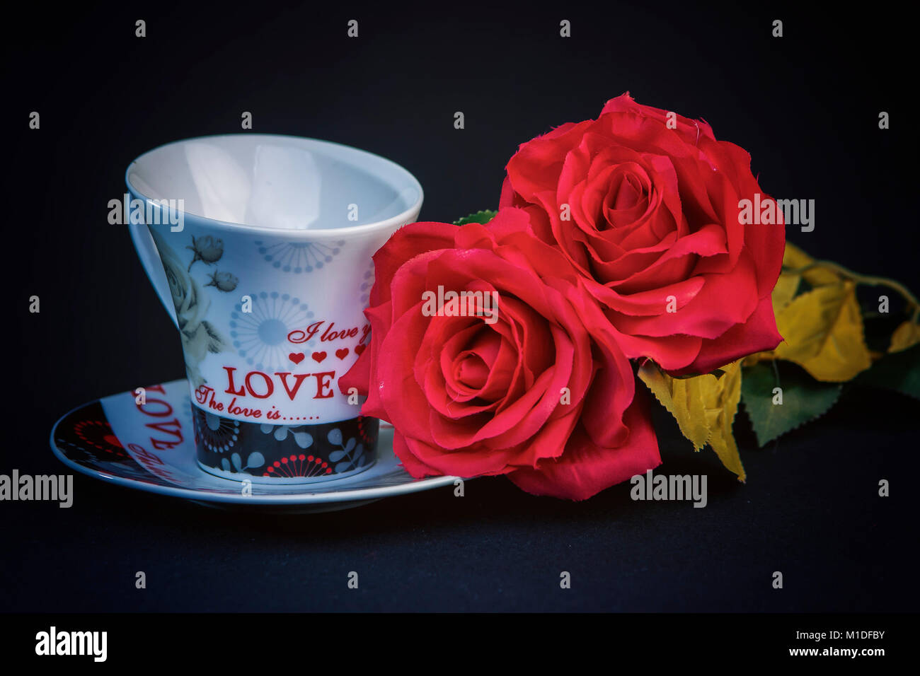 Two romantic cups for coffee Stock Photo - Alamy