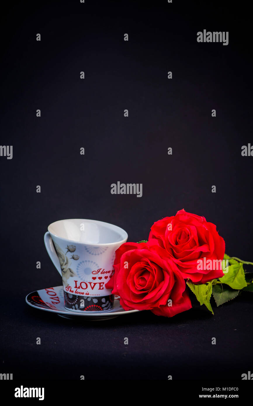 Two romantic cups for coffee Stock Photo - Alamy