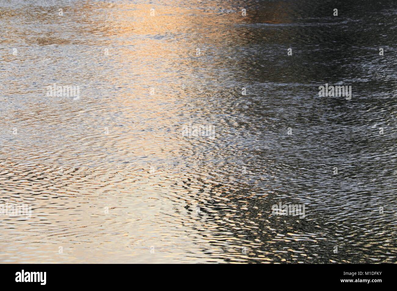 water reflection river surface motion beautiful in sunset nature Stock ...