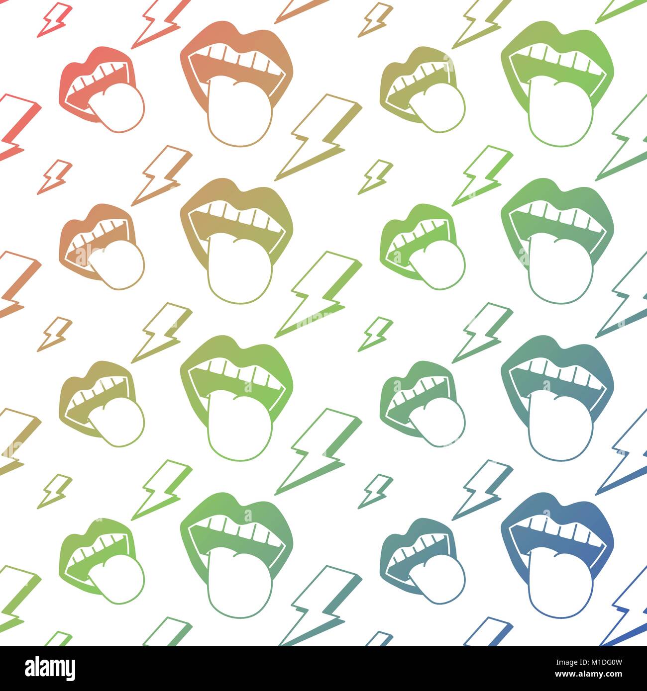 seamless pattern mouth tongue out rock and roll retro vector ...