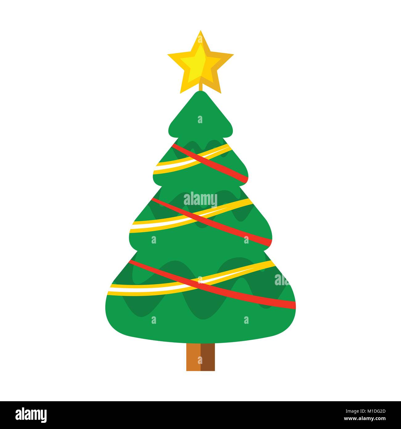 Cartoon Christmas Tree Ribbon Decorated Vector Graphic Illustration ...