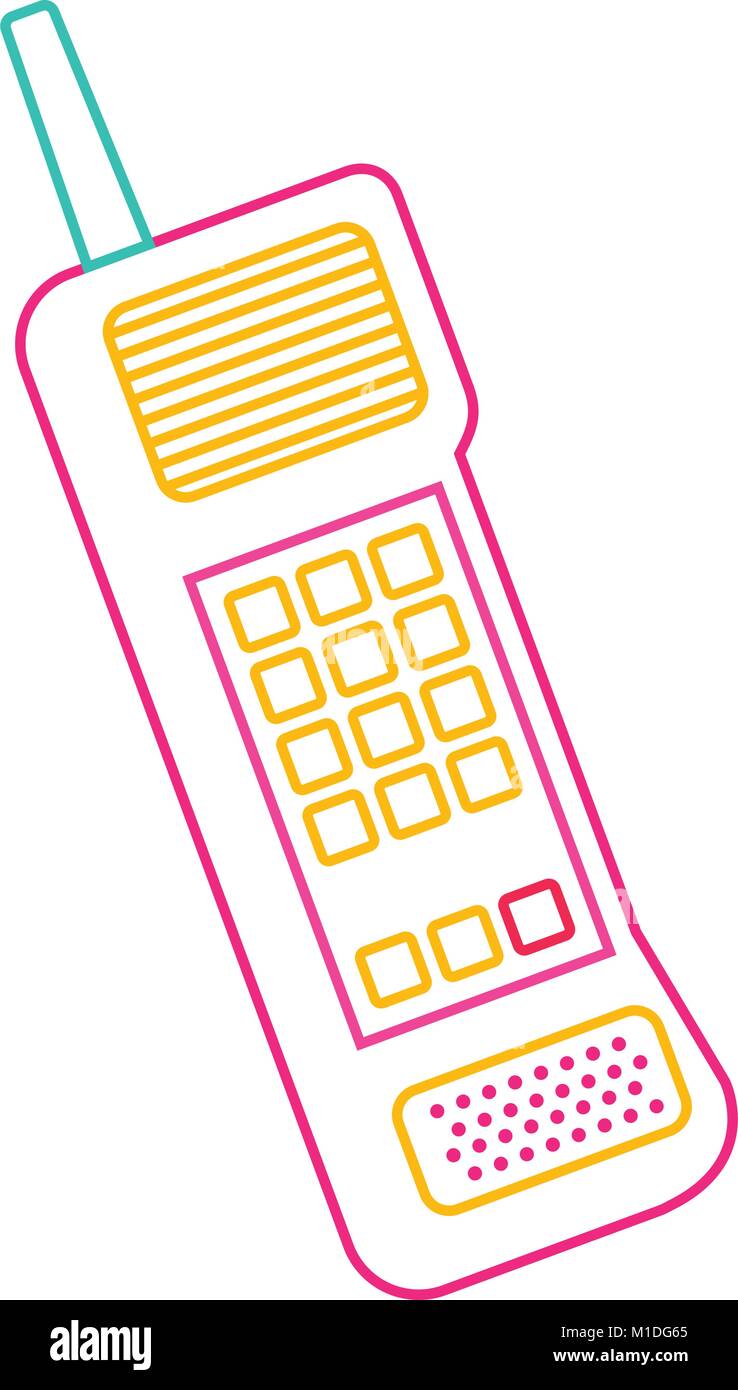old mobile phone vintage communication icon vector illustration color ...