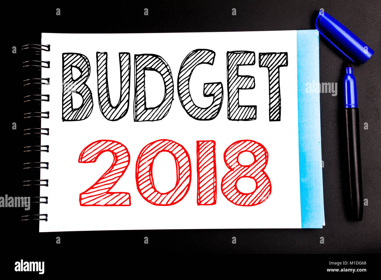 Handwritten text showing Budget 2018. Business concept writing for ...