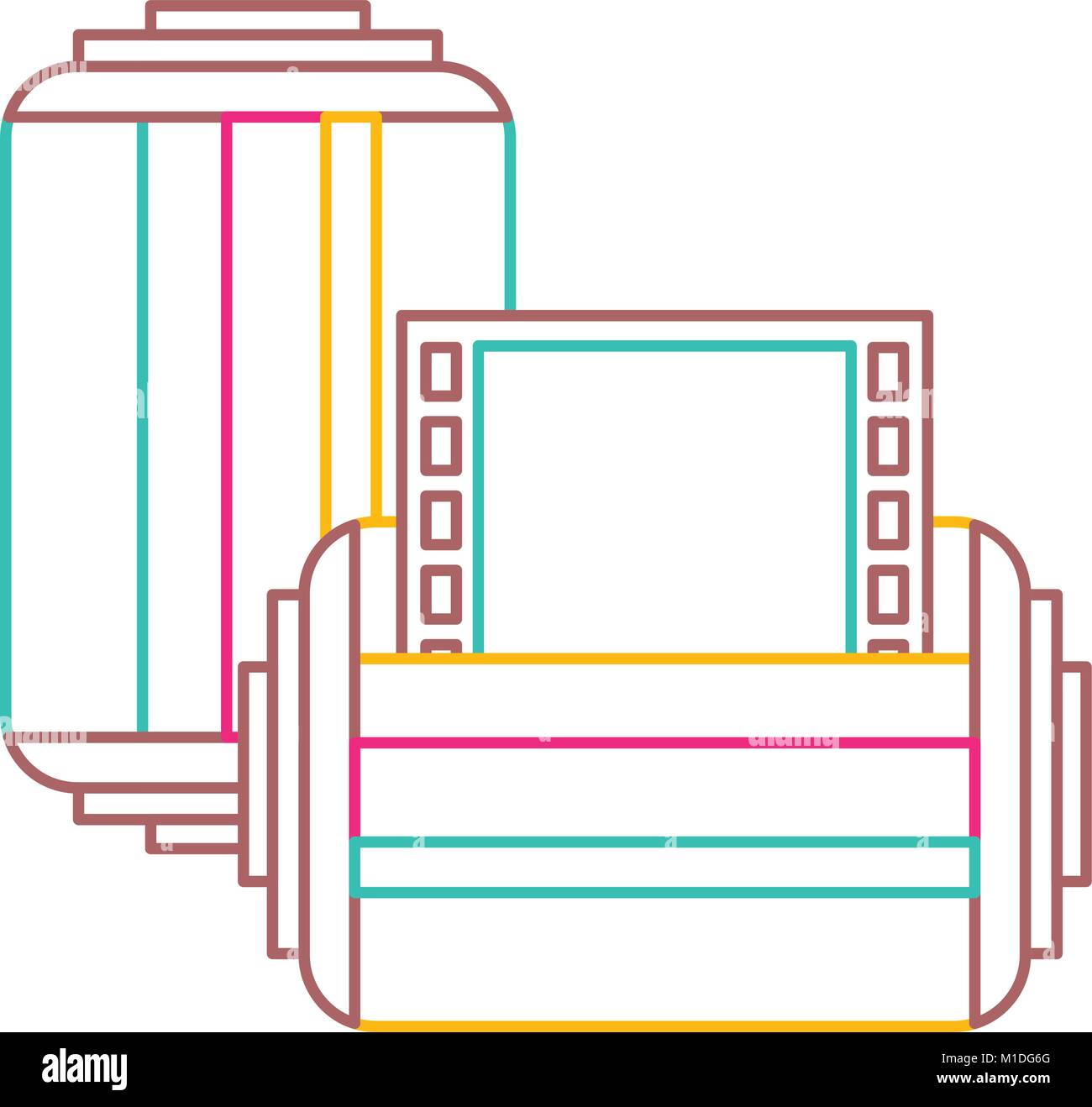 two roll tape photo negative retro design vector illustration color ...