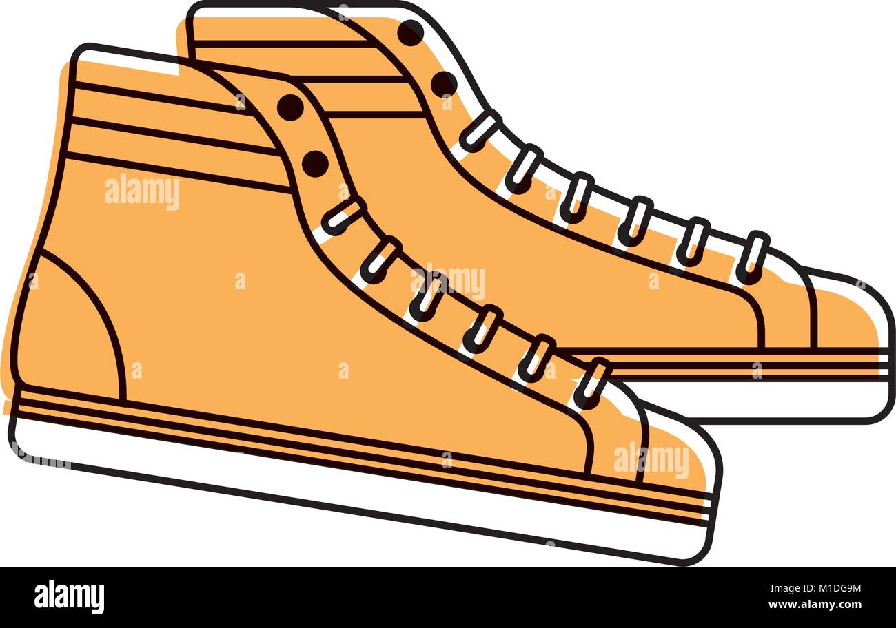 vintage classic sneakers laced fashion retro vector illustration Stock ...
