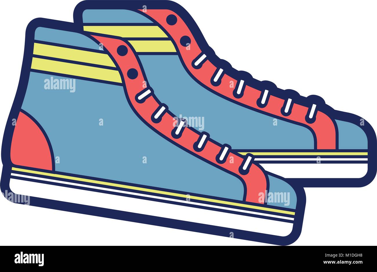 vintage classic sneakers laced fashion retro vector illustration Stock ...