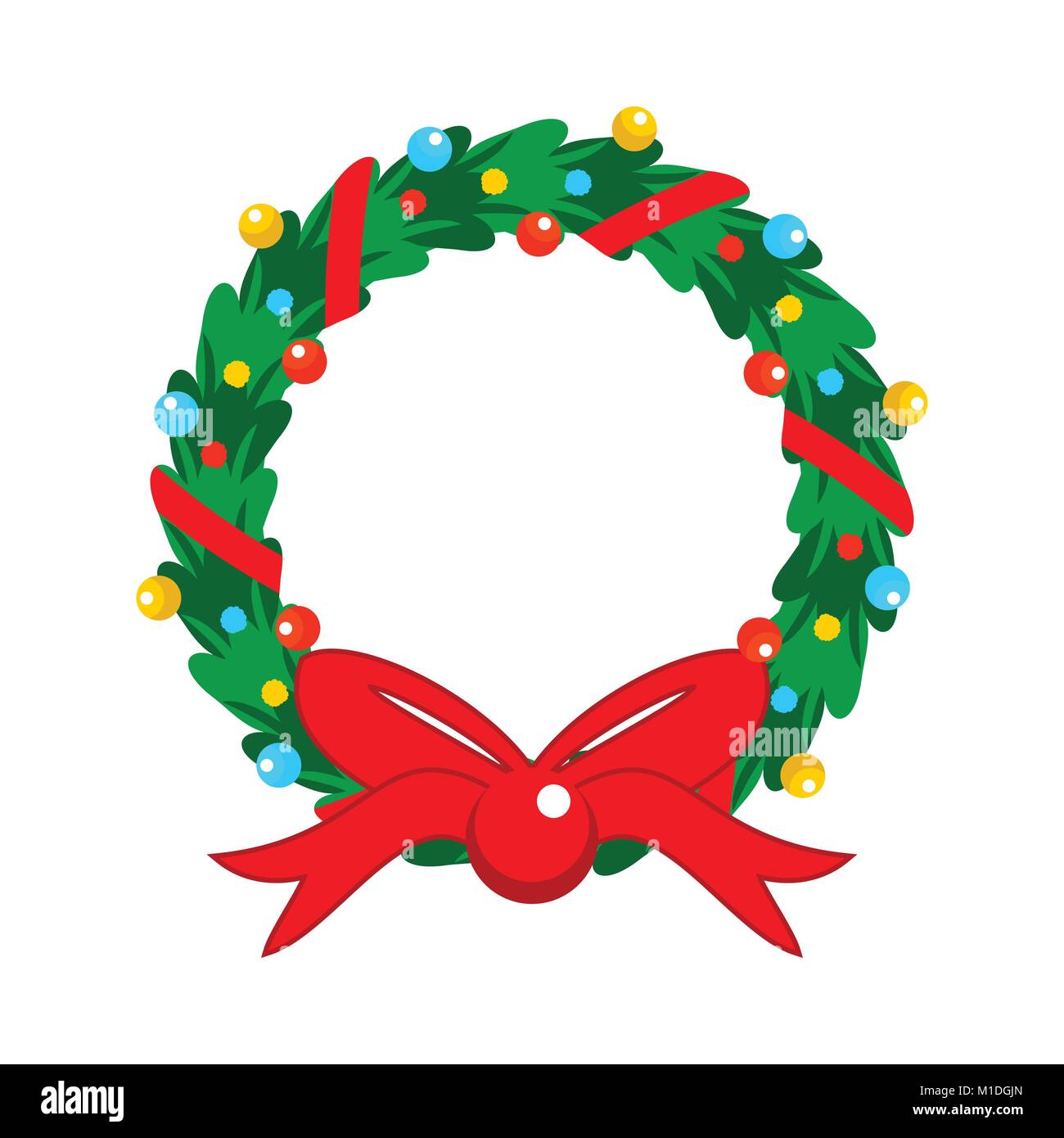 Flat Design Christmas Fully Decorated Garland Vector Graphic ...