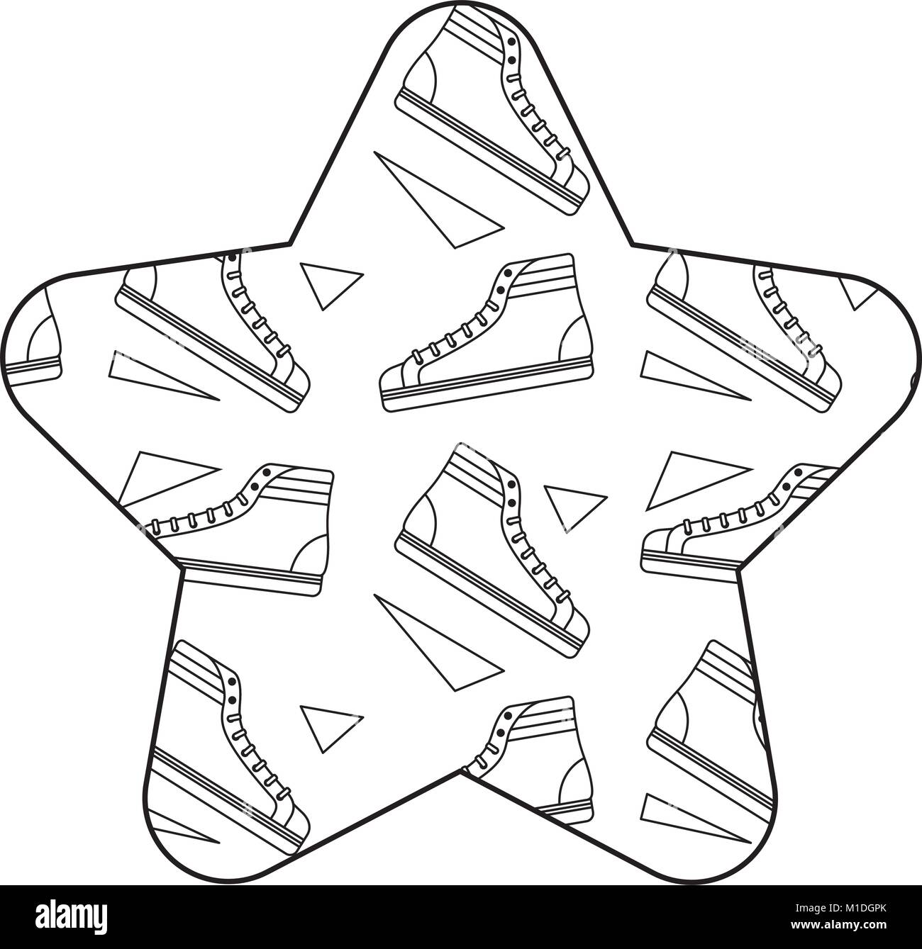 pattern shape star with classic sneakers retro fashion vector ...