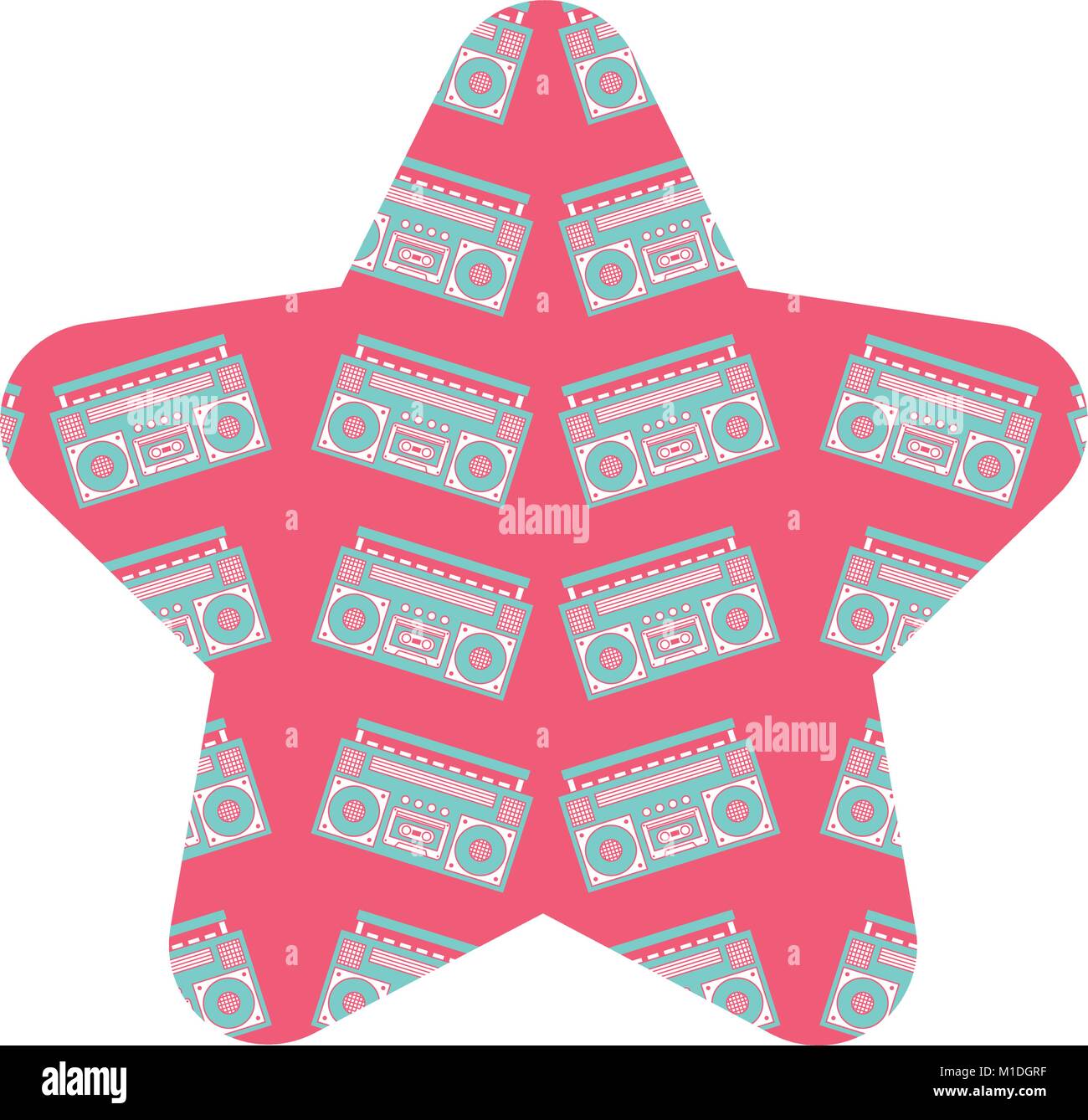 label shape star retro stereo recorder player audio vector illustration ...