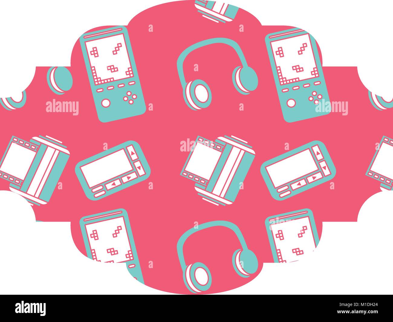 label pattern video game console vector illustration pink background ...