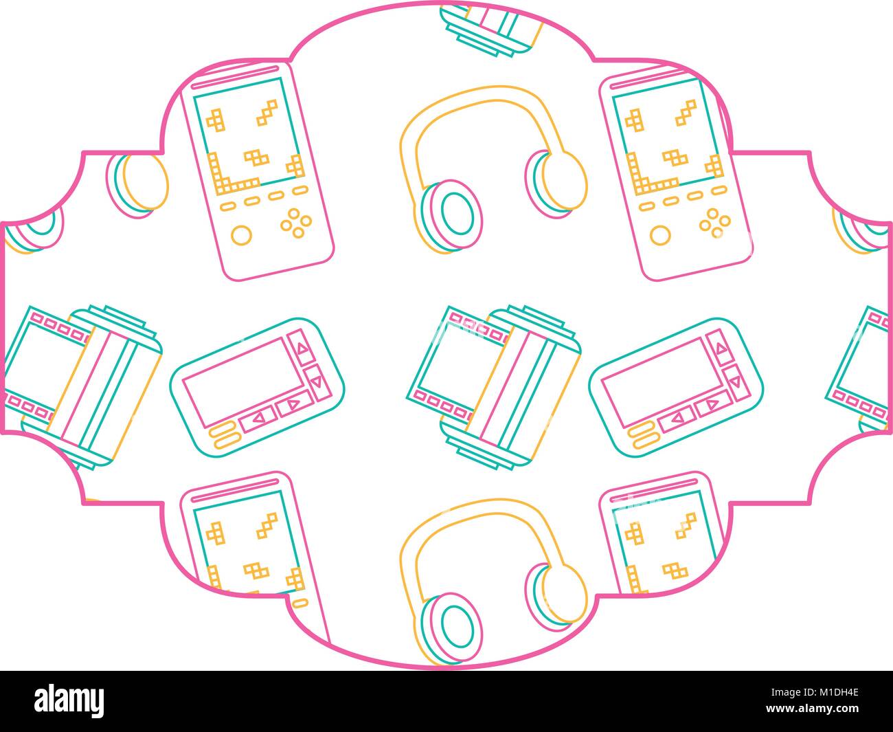 label pattern video game console vector illustration color line design Stock Vector Image & Art ...