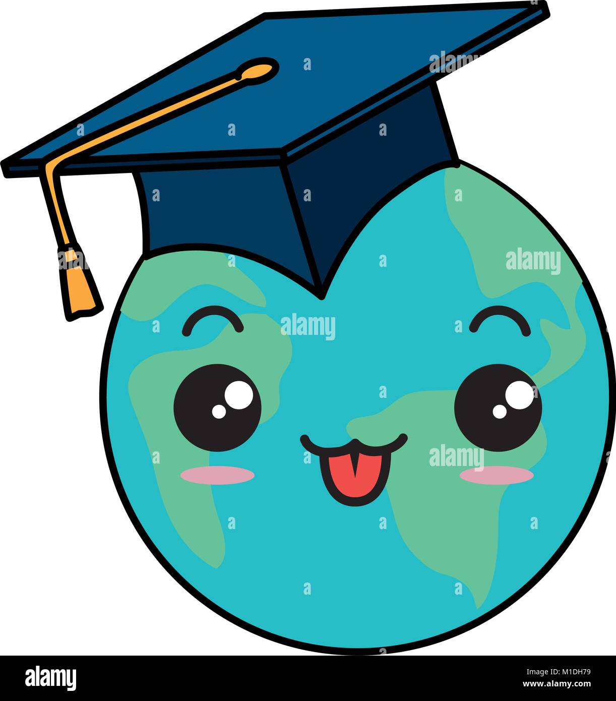 earth planet with hat graduation vector illustration design Stock ...