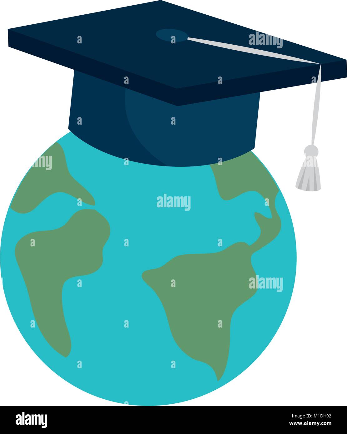 earth planet with graduation hat vector illustration design Stock ...