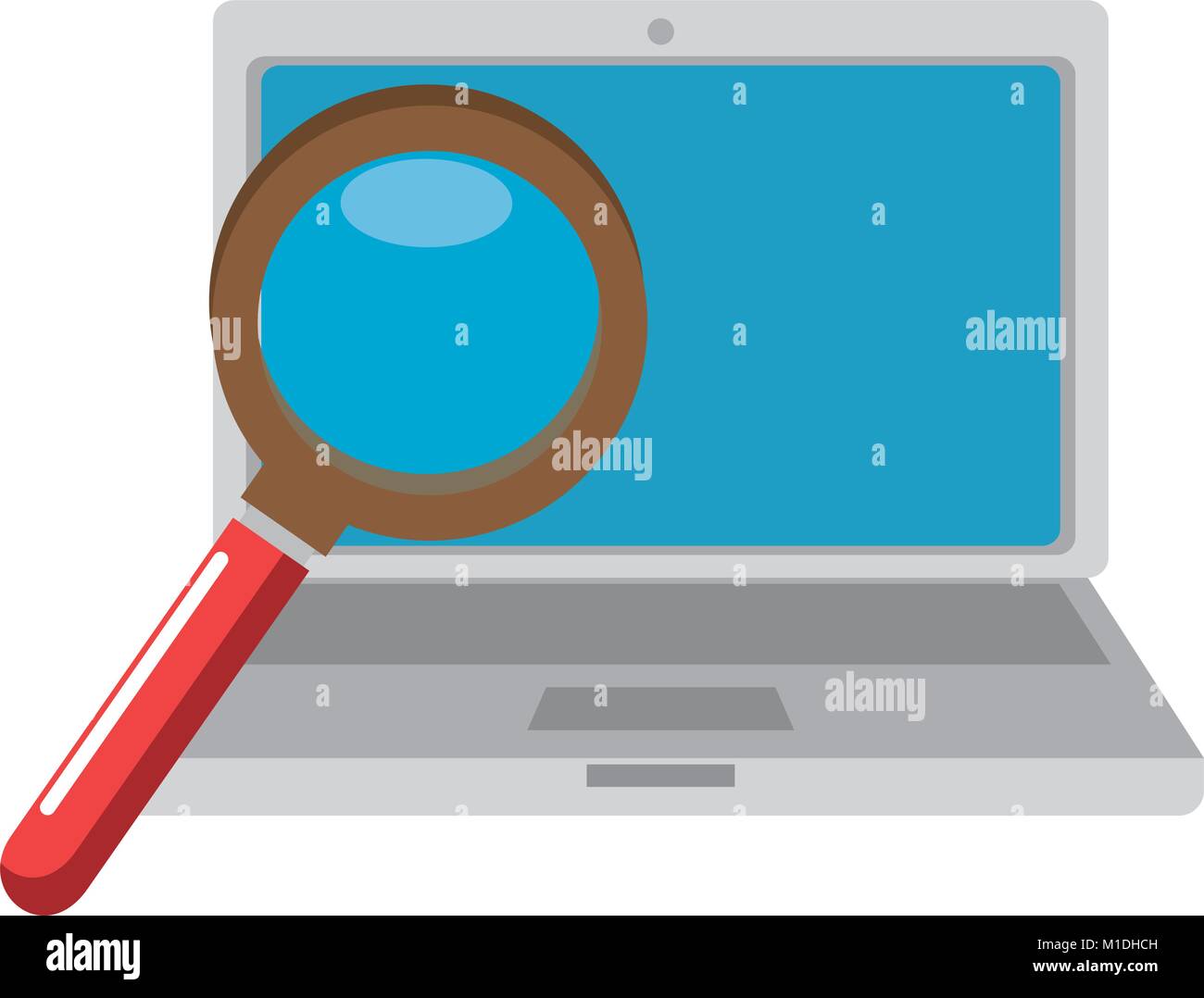 laptop computer with magnifying glass vector illustration design Stock ...
