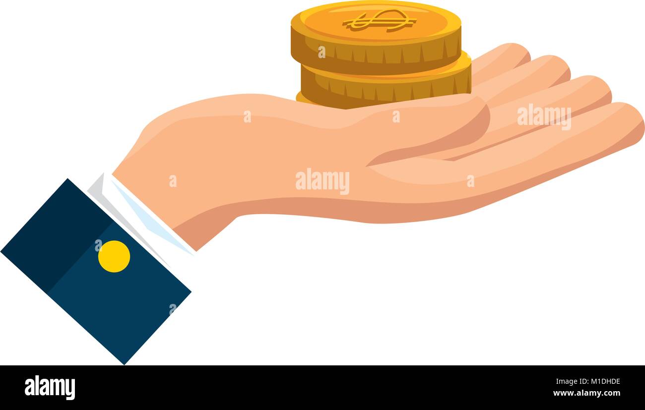 hand with coins money vector illustration design Stock Vector Image ...