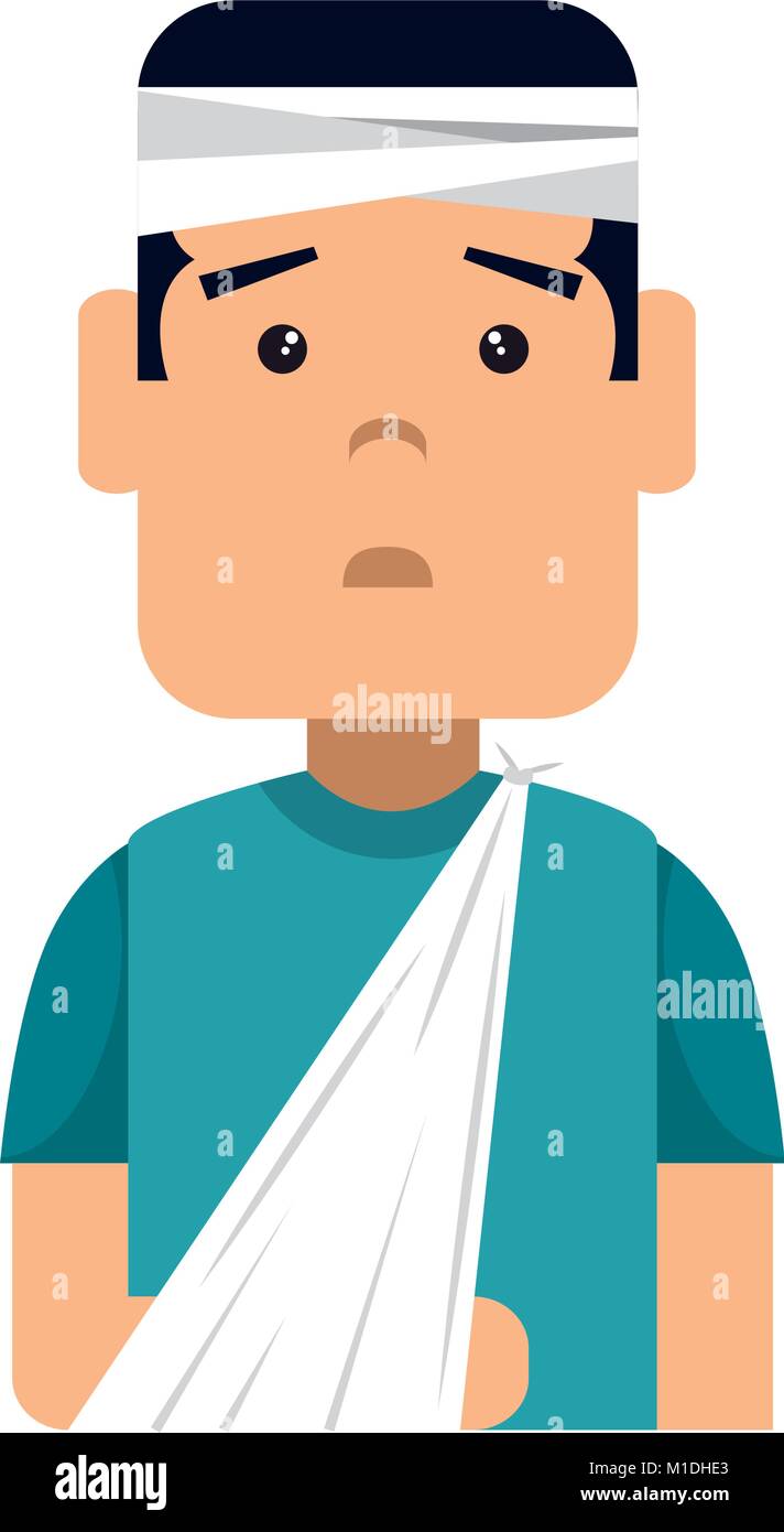 man with bandages and arm broken character vector illustration design ...