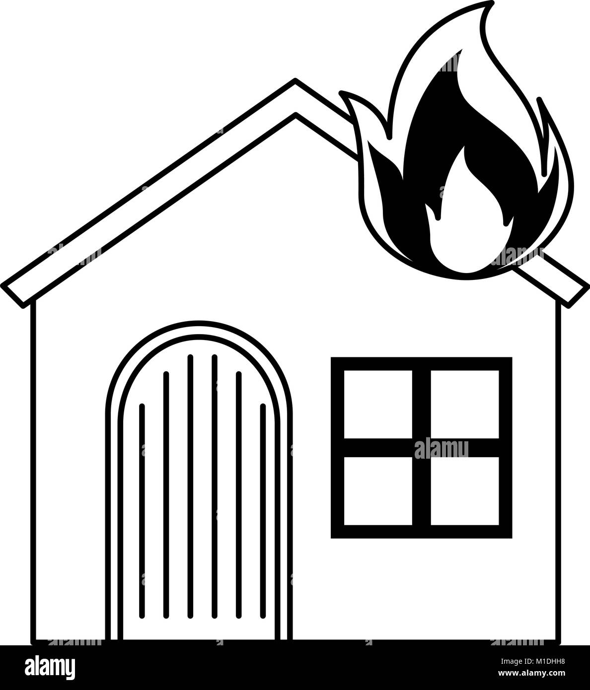 house with fire flame vector illustration design Stock Vector Image ...