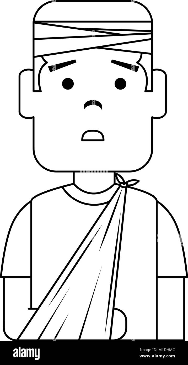 man with bandages and arm broken character vector illustration design ...