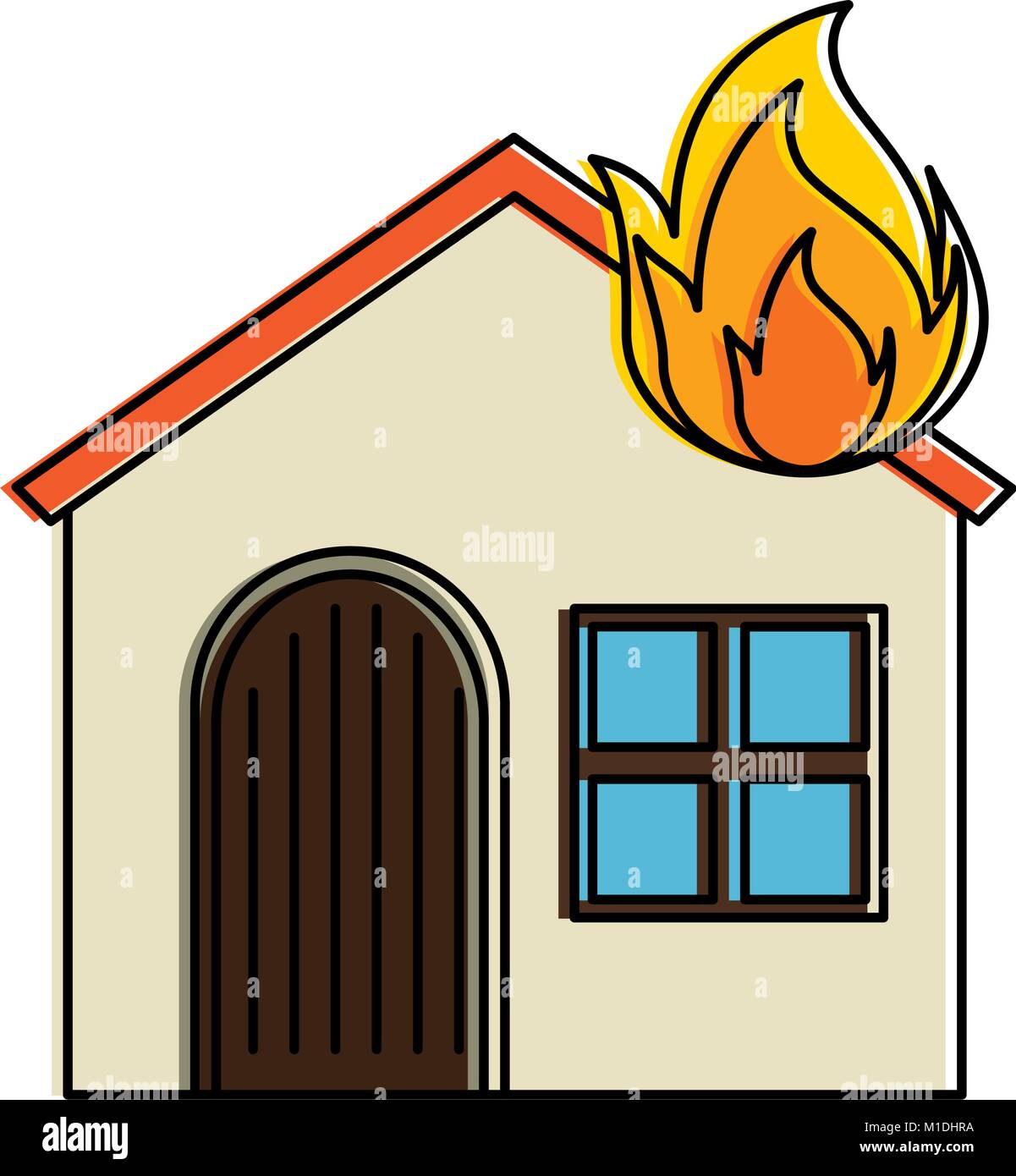 house with fire flame vector illustration design Stock Vector Image ...