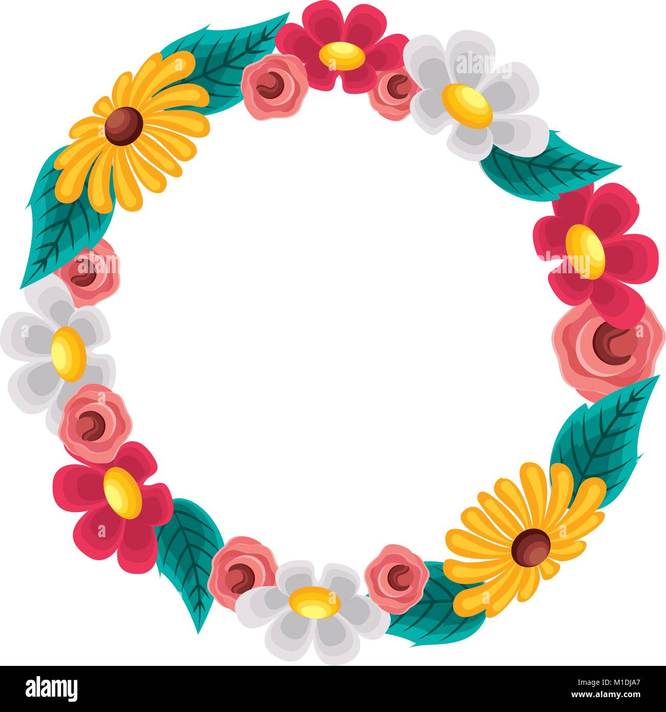round floral flowers arrangement spring decoration vector illustration ...