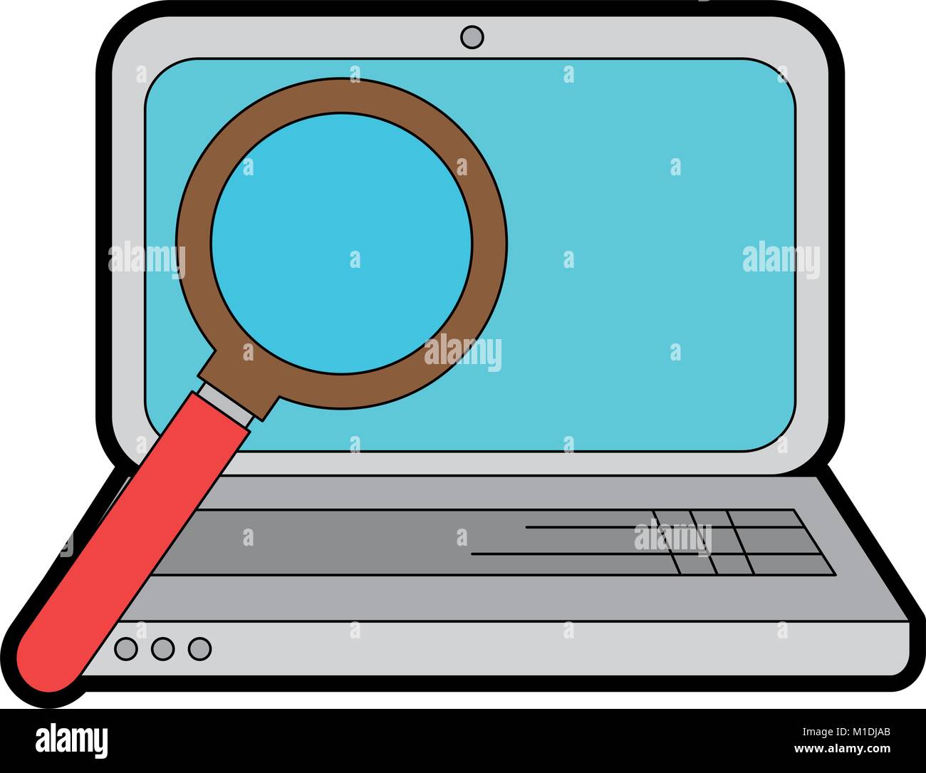 laptop computer with magnifying glass vector illustration design Stock ...