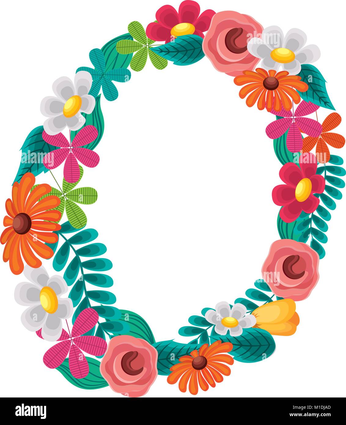 round floral flowers arrangement spring decoration vector illustration ...