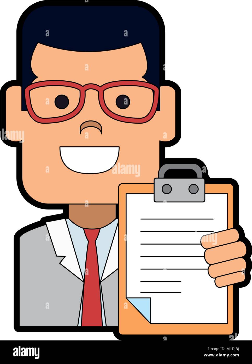 elegant businessman with checklist avatar character vector illustration ...